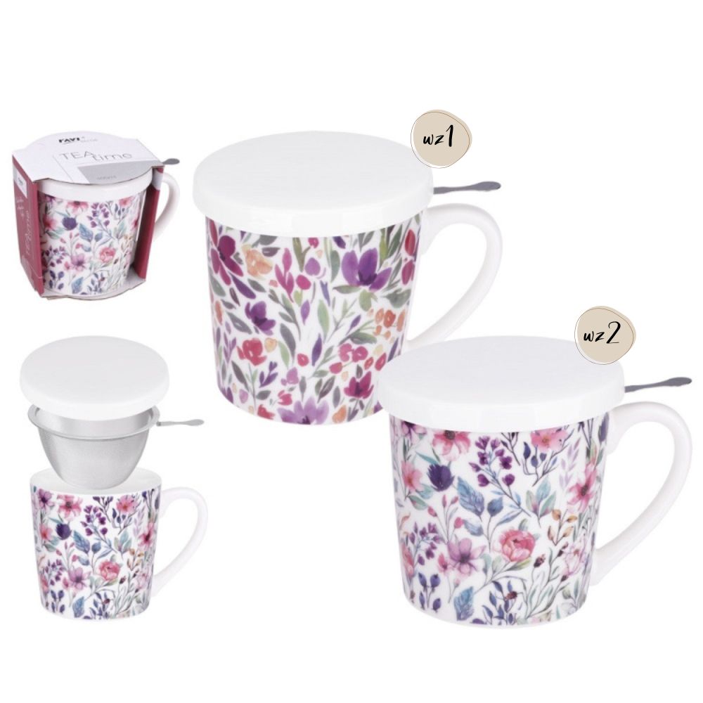 Kubek z zaparzaczem i pokrywką TEA TIME 400ml RAVI | Sklep Galicja