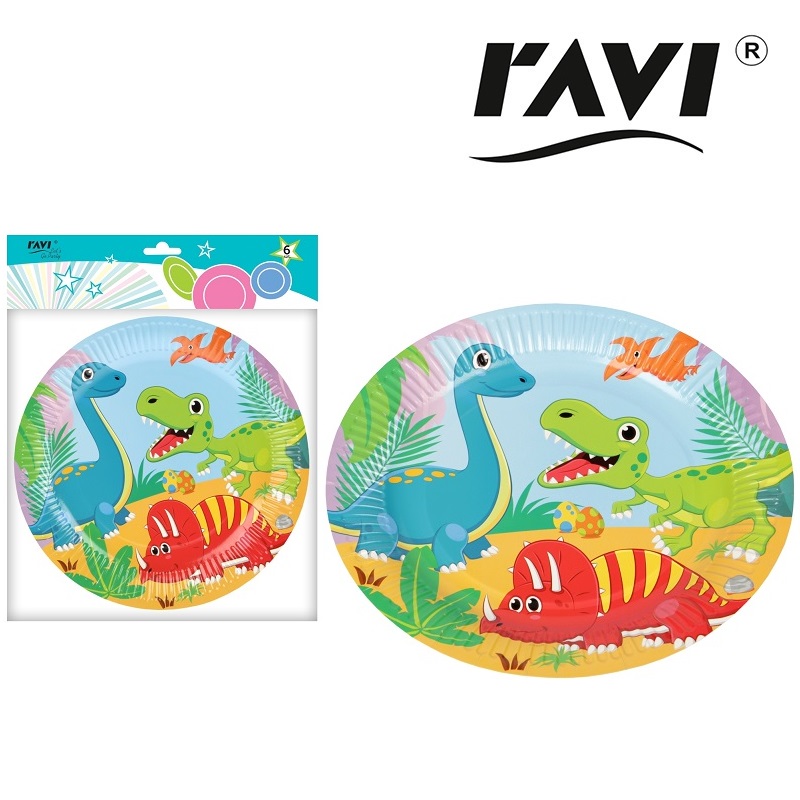 Let's Go Party Talerze papierowe DINOZAUR 23cm 6 sztuk RAVI | Sklep Galicja